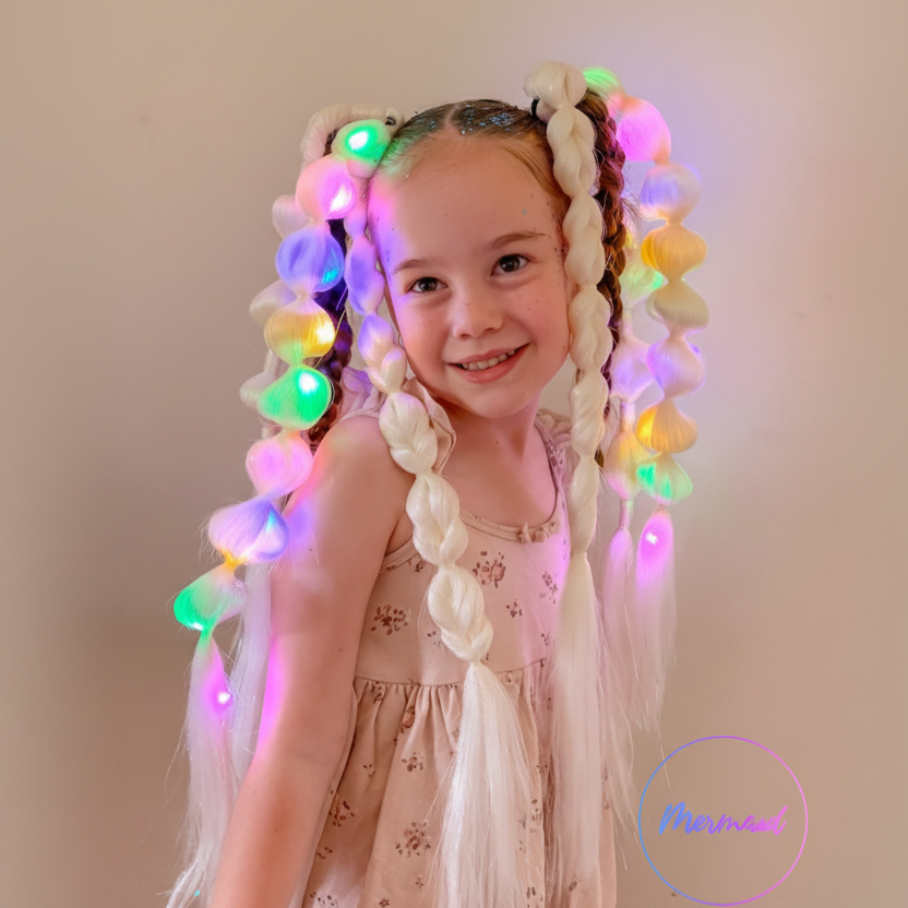 Snow Glow White LED Hair Extensions- Single Pack | 27" – Mermaid Hair ...